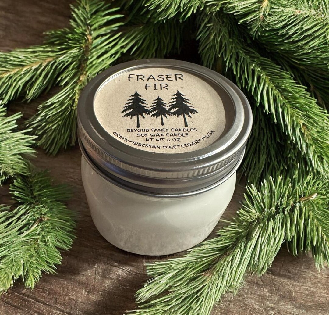 FRASER FIR | Soy Candle | 8oz Mason Jar | Christmas Candle - Etsy
