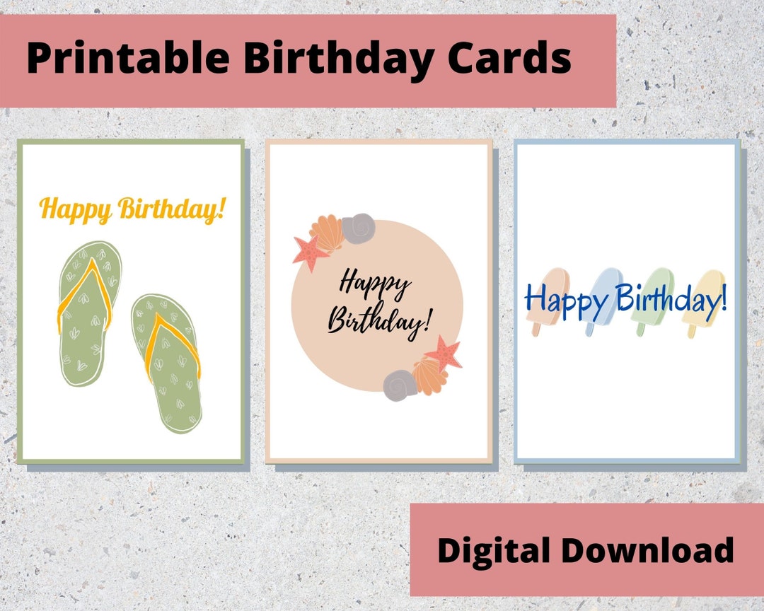 Printable Summer Birthday Card - Etsy
