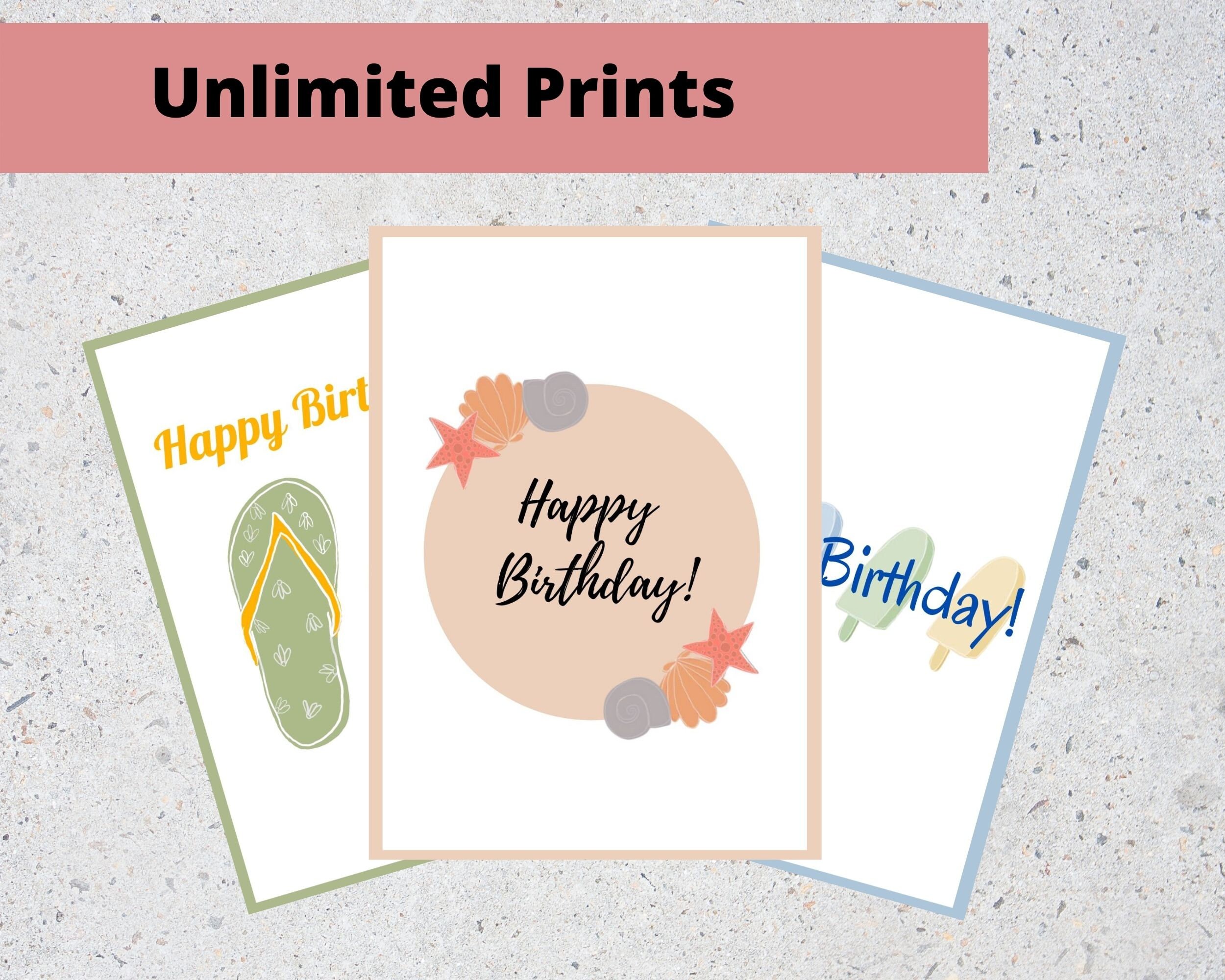 Printable Summer Birthday Card - Etsy