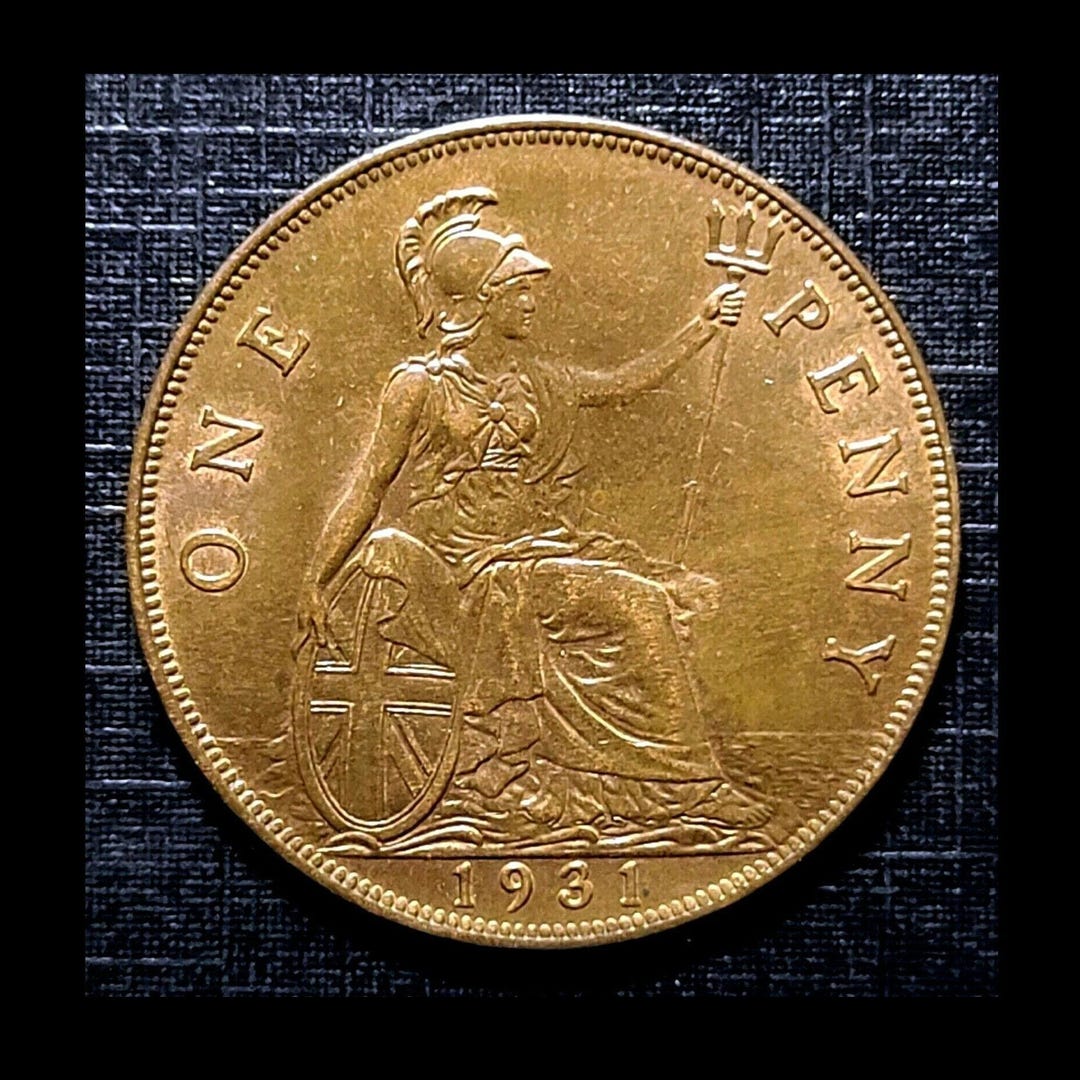 Great Britain 1931 Penny About Uncirculated 55!! - Etsy