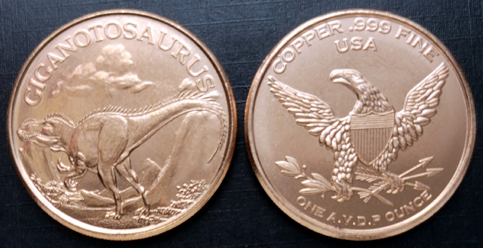 Dinosaurs - 6 Coin Set - 6 X 1oz. Pure Copper Bullion Rounds TCW = 6 ...