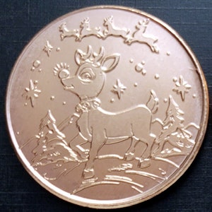 Rudolph the Red-nosed Reindeer - 1oz. Pure Copper Bullion Round!! - Etsy
