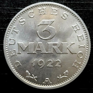 Germany - 1922A Three Marks UNC - Uncirculated!! - Etsy