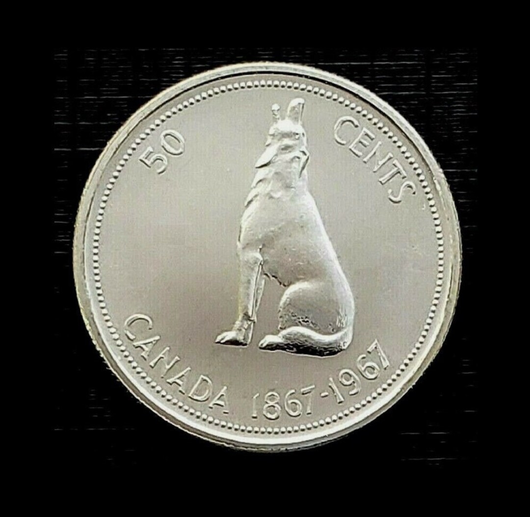Canada 1967 Howling Wolf Centennial Proof Like Silver Fifty Cent Piece ...