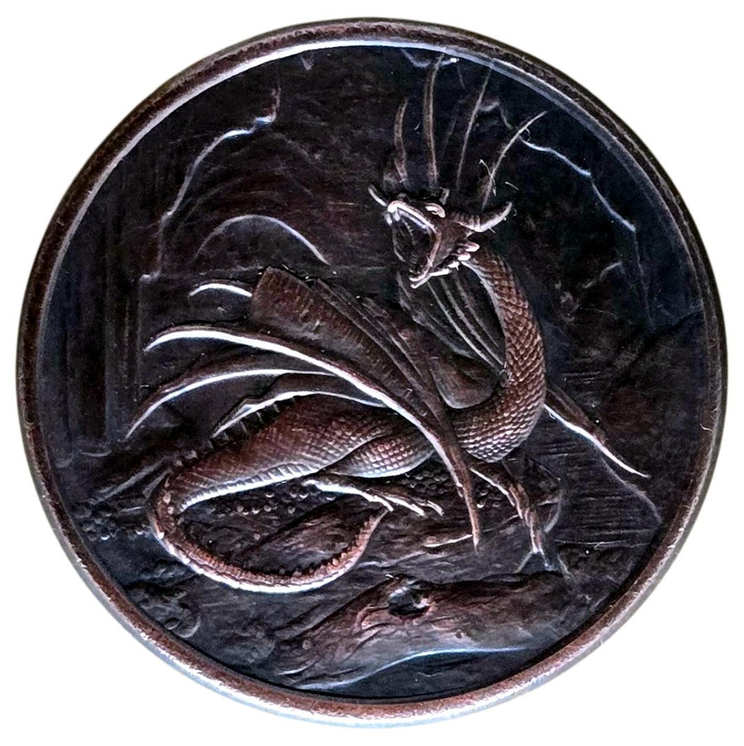 Nordic Creatures - Nidhoggr Dragon ANTIQUED 1oz. Pure Copper Bullion ...