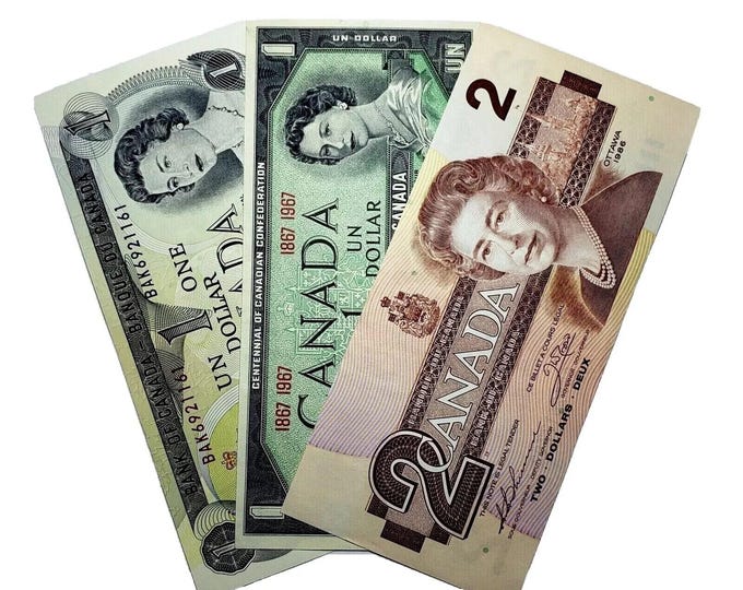 Canada 1967 - 1973 - 1986 Set of 3 Crisp UNC Uncirculated Bills ...