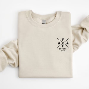 Personalized Papa Est Sweatshirt, Papa Pocket Sweatshirt, Custom Dad ...