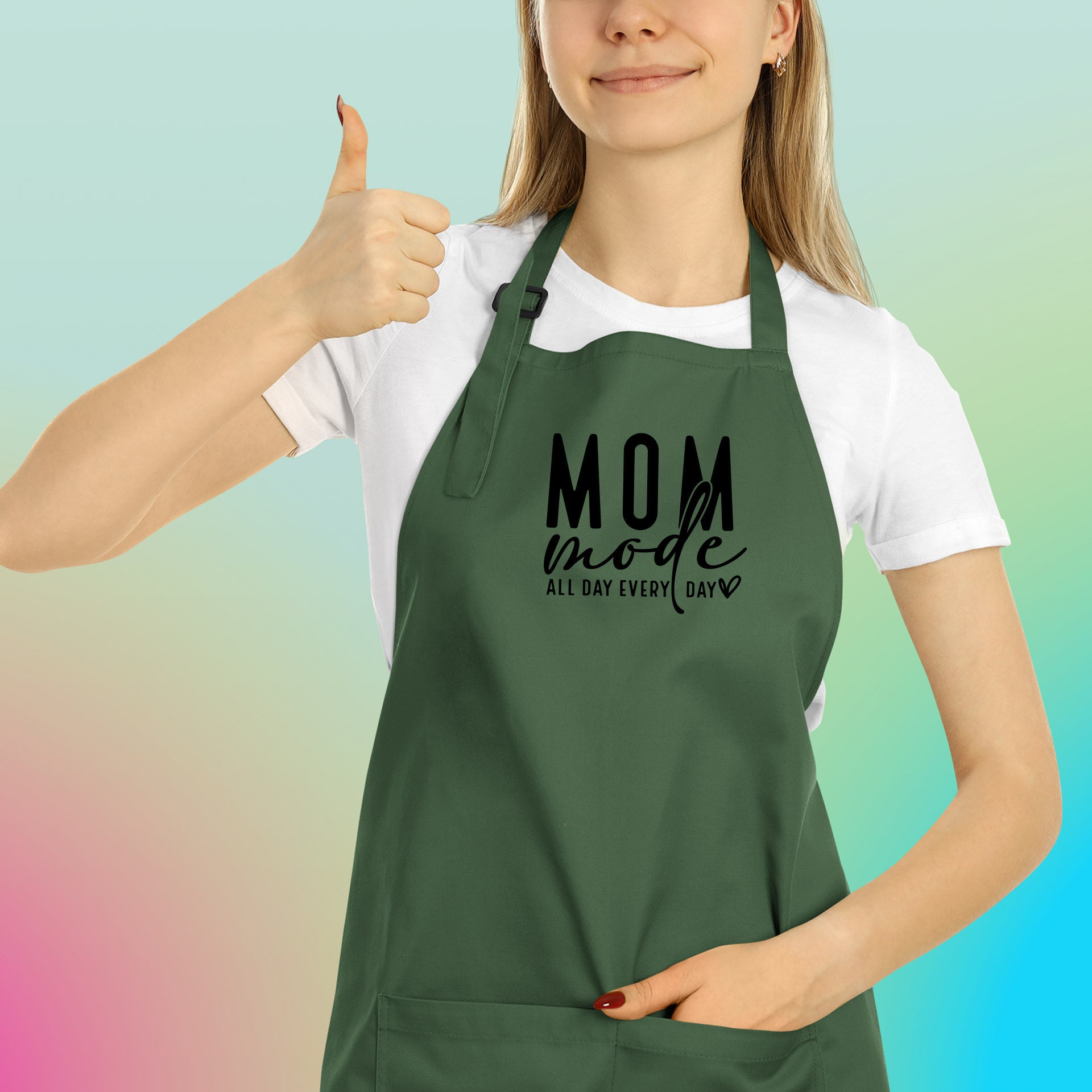Mom Mode All Day Every Day Apron, Mothers Day Gift Apron, Adjustable ...