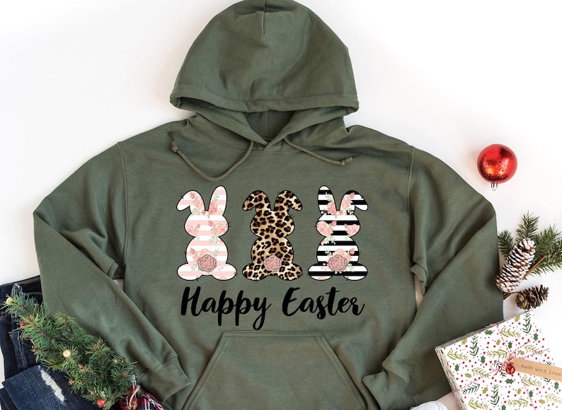 Funny Happy Easter Bunny Hoodie, Cute Teacher Easter Bunny Hoodie ...