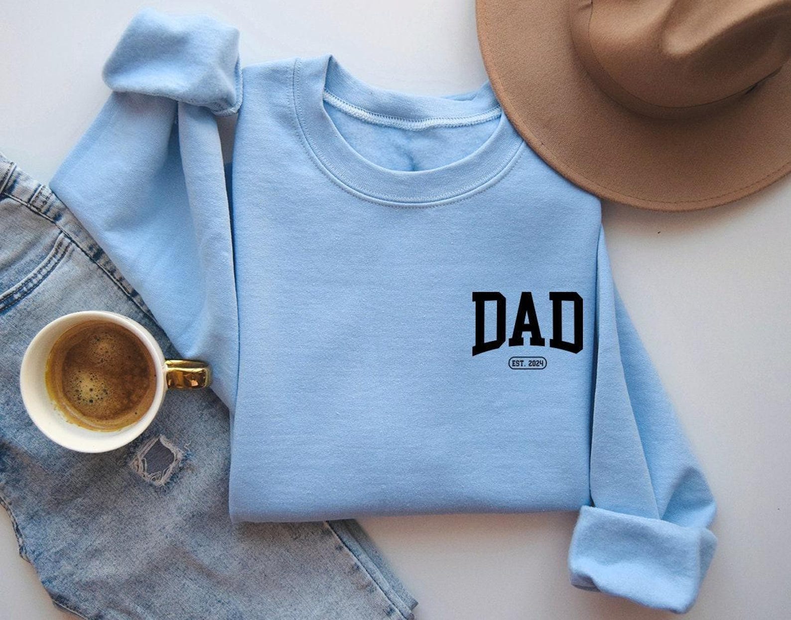 Custom Dad Est. Sweatshirt, Baby Announcement Shirt, Dad Eat Shirt, Dad ...