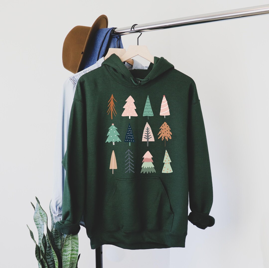 Christmas Trees Hoodie, Trees Botanical Hoodie, Christmas Hoodie ...