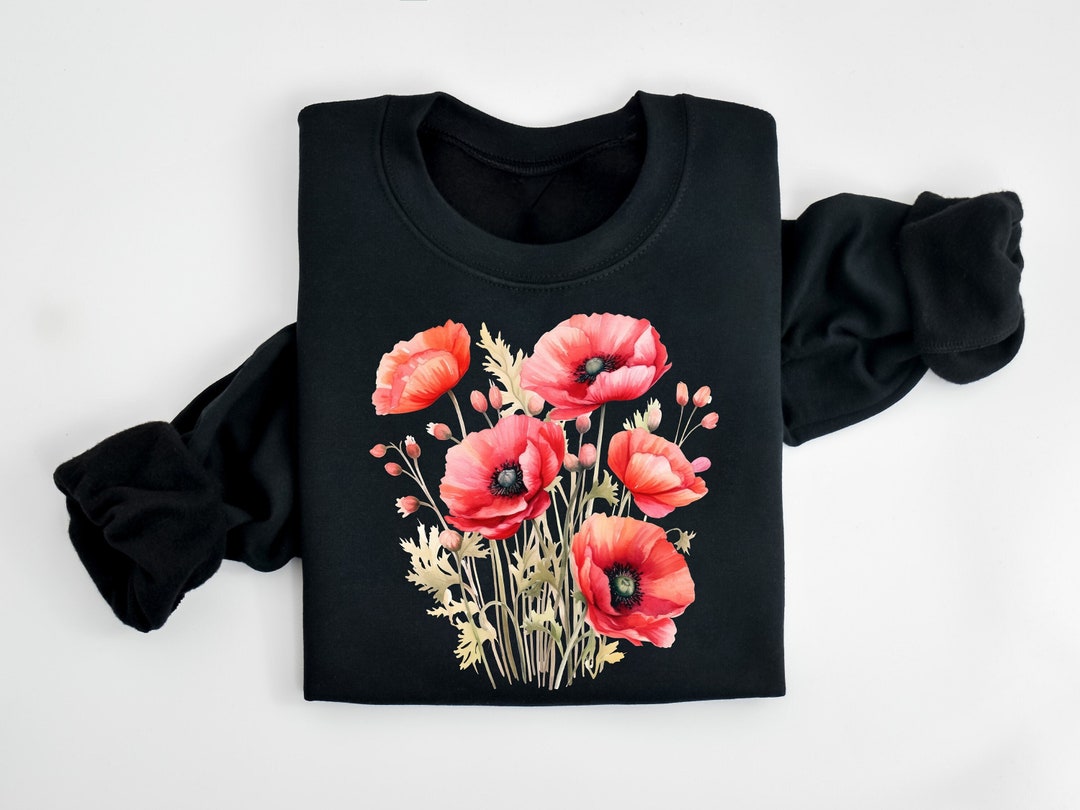 Poppy Flowers Sweatshirt, Flower Tshirt, Mothers Day Gift, Flower Shirt ...