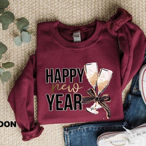 New Year Sweatshirt, Happy New Year Shirt, Holiday Crewneck, New Year ...