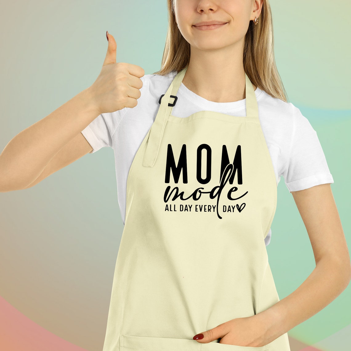Mom Mode All Day Every Day Apron, Mothers Day Gift Apron, Adjustable ...