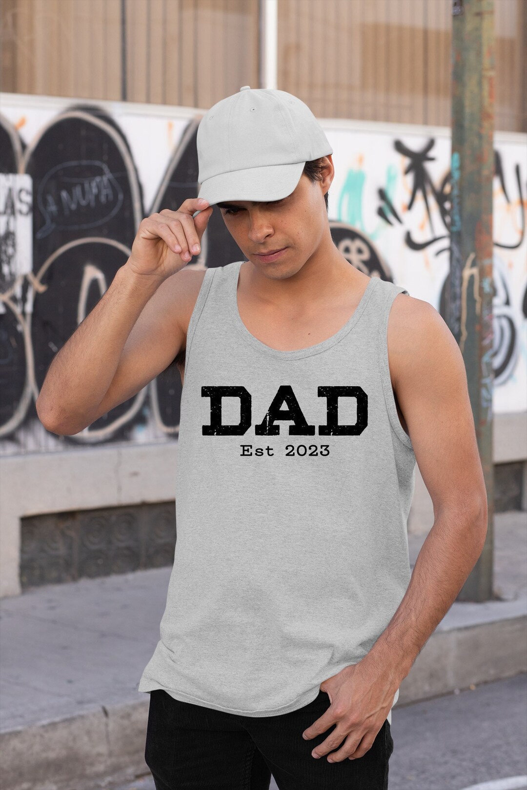 Personalize Dad Est. Tank Top, Fathers Day Gift for Dad, Pregnancy ...