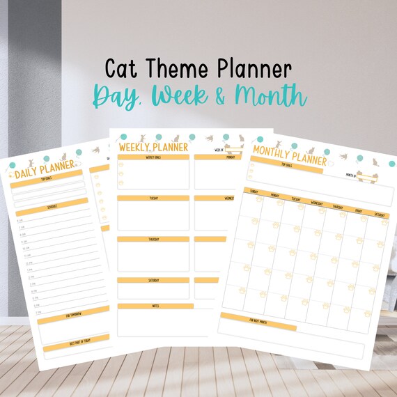 Cat Daily Planner 2022-2023 Cat Monthly Planner 2022-2023 - Etsy