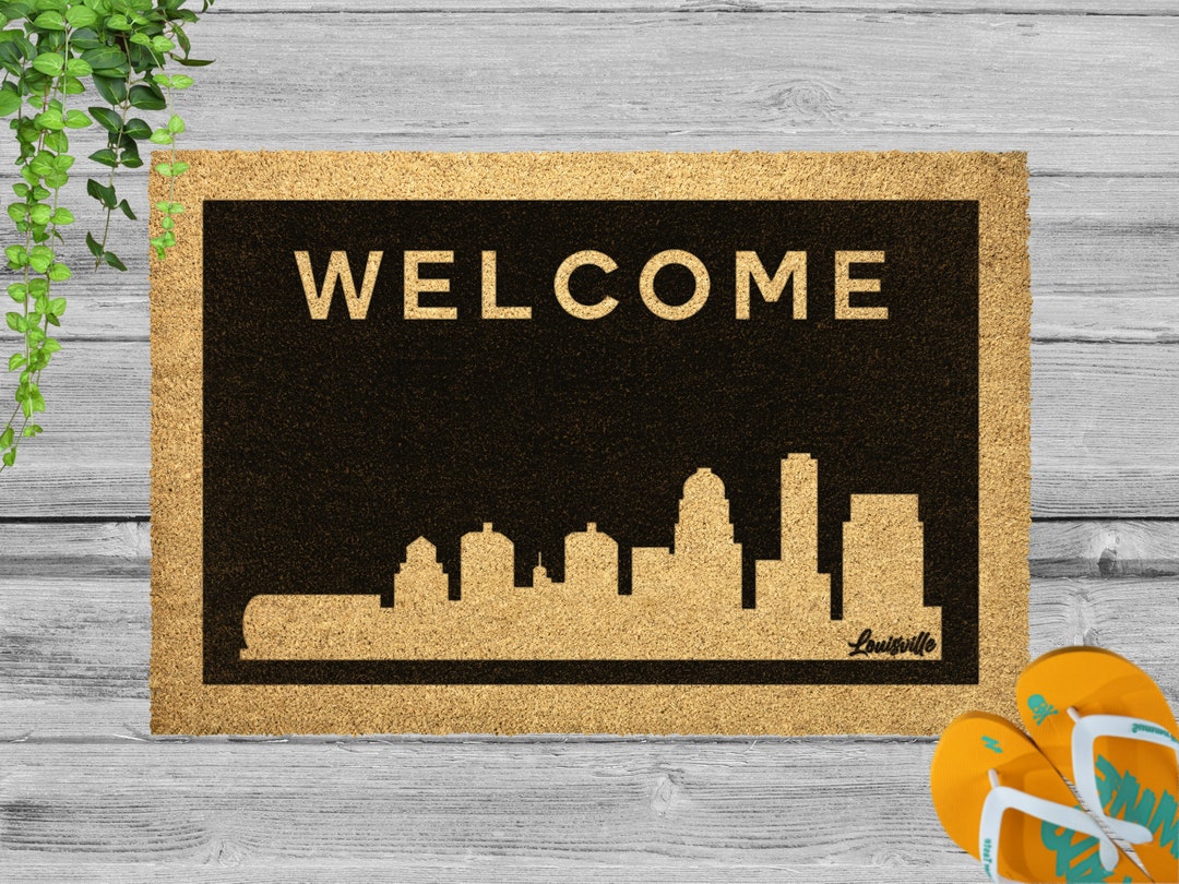 Louisville City Skyline Welcome Doormat, Coir Outdoor Rug, Cityscape ...