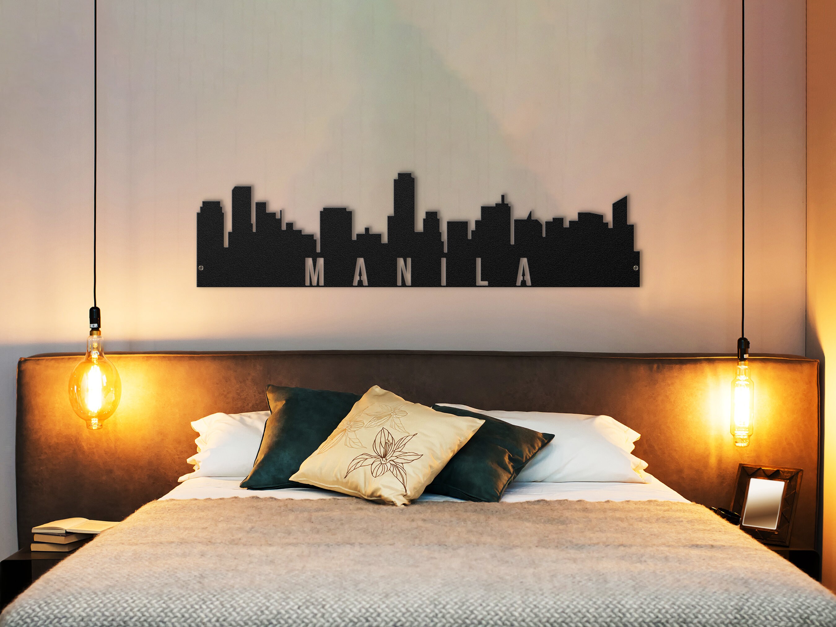 Manila Skyline Metal Wall Art, Philippines Home Decor, Pinoy Wall Sign ...