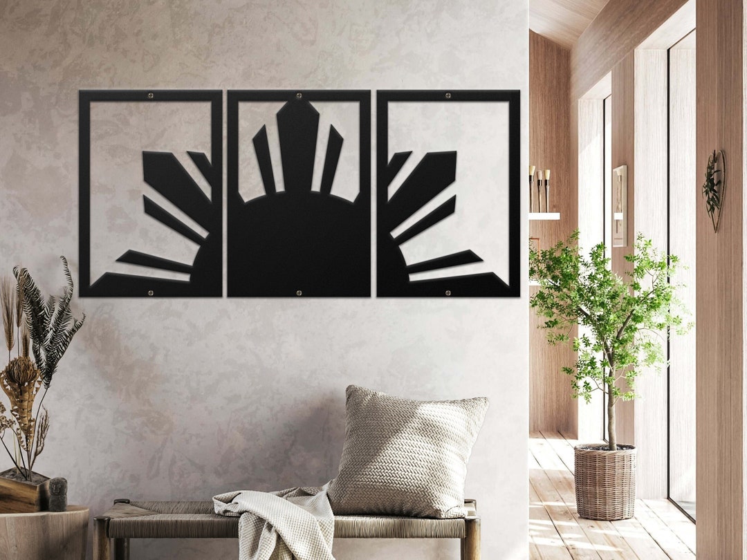 3-panel Metal Sunshine Wall Art, Filipino Sun Steel Decor - Etsy