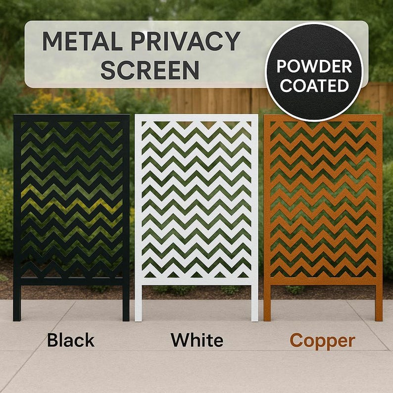 Zigzag Laser Cut Metal Privacy Screen | Modern Garden Decor - Etsy