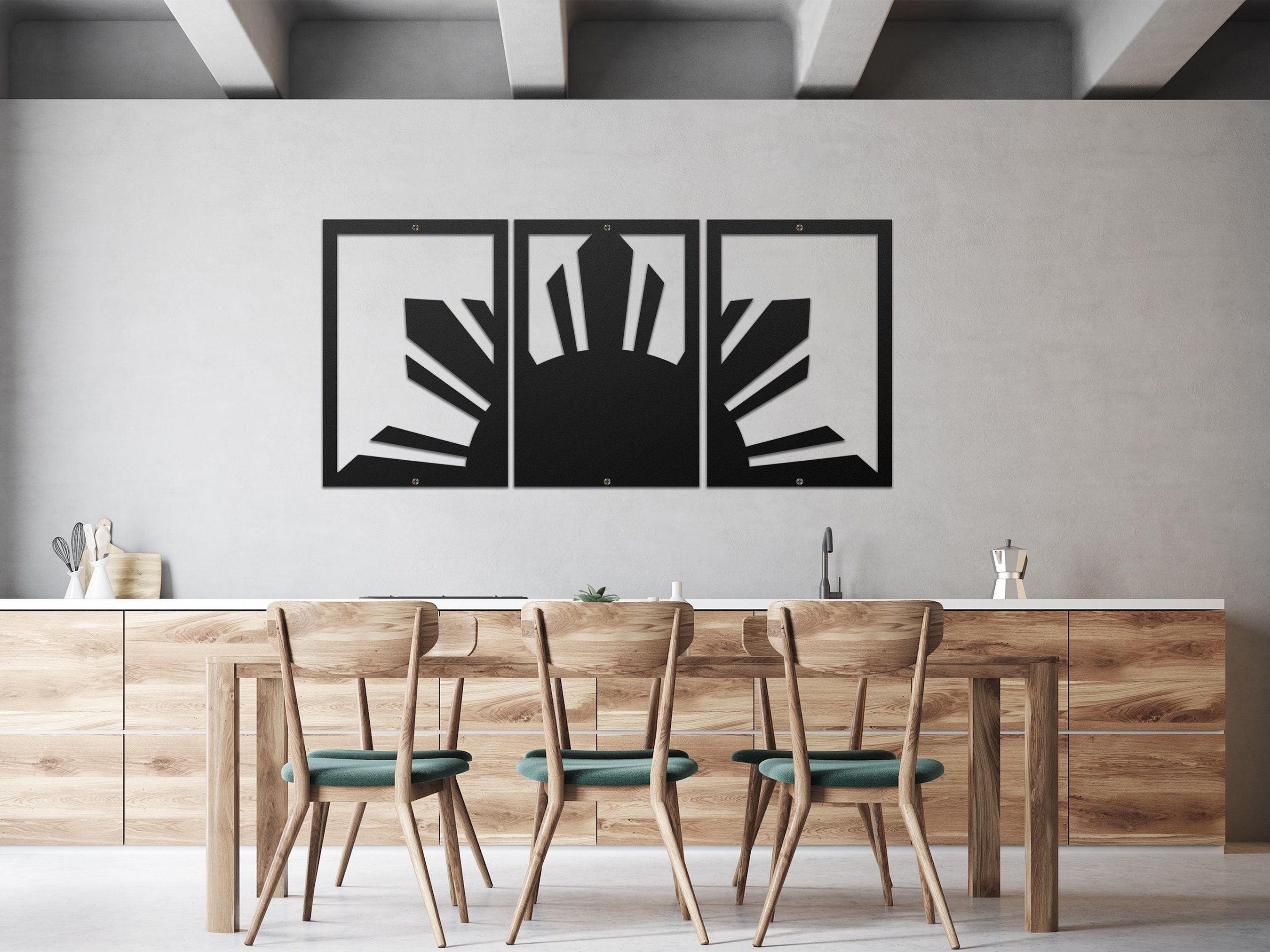 Half Sun Metal Art 3 Panel Wall Art Sunshine Metal Wall Art - Etsy