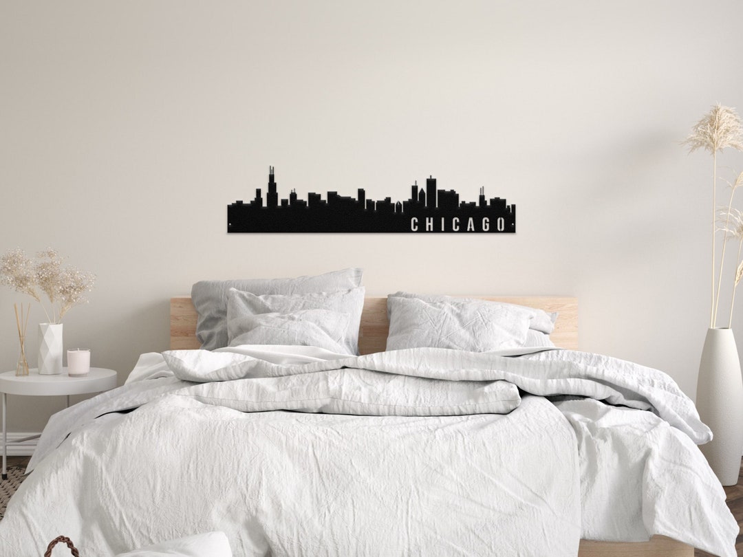 Chicago Skyline Wall Art, Metal Wall Sign, Custom Name Wall Art ...