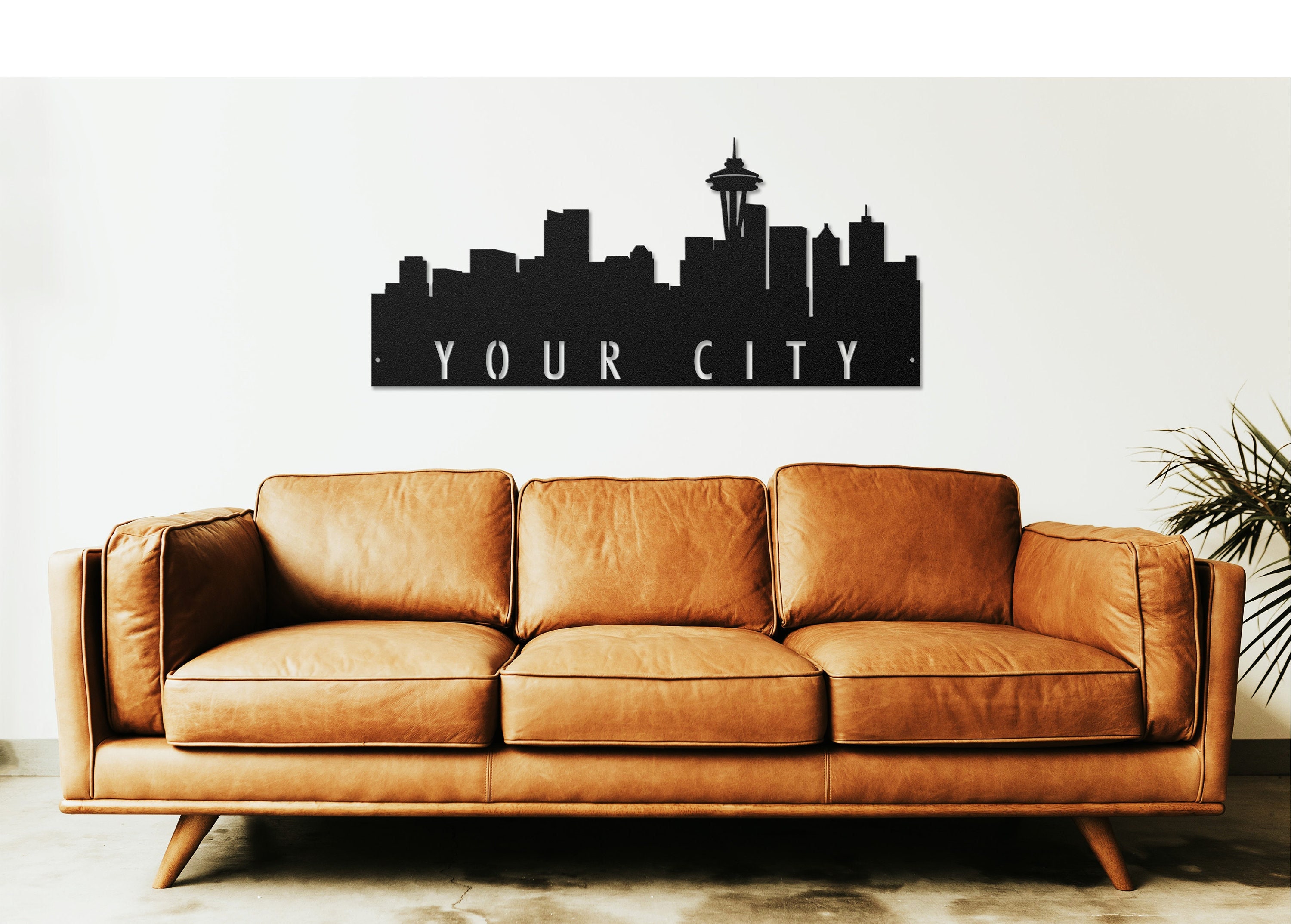 Personalized City Metal Sign, Cityscape Wall Art, City Silhouette ...
