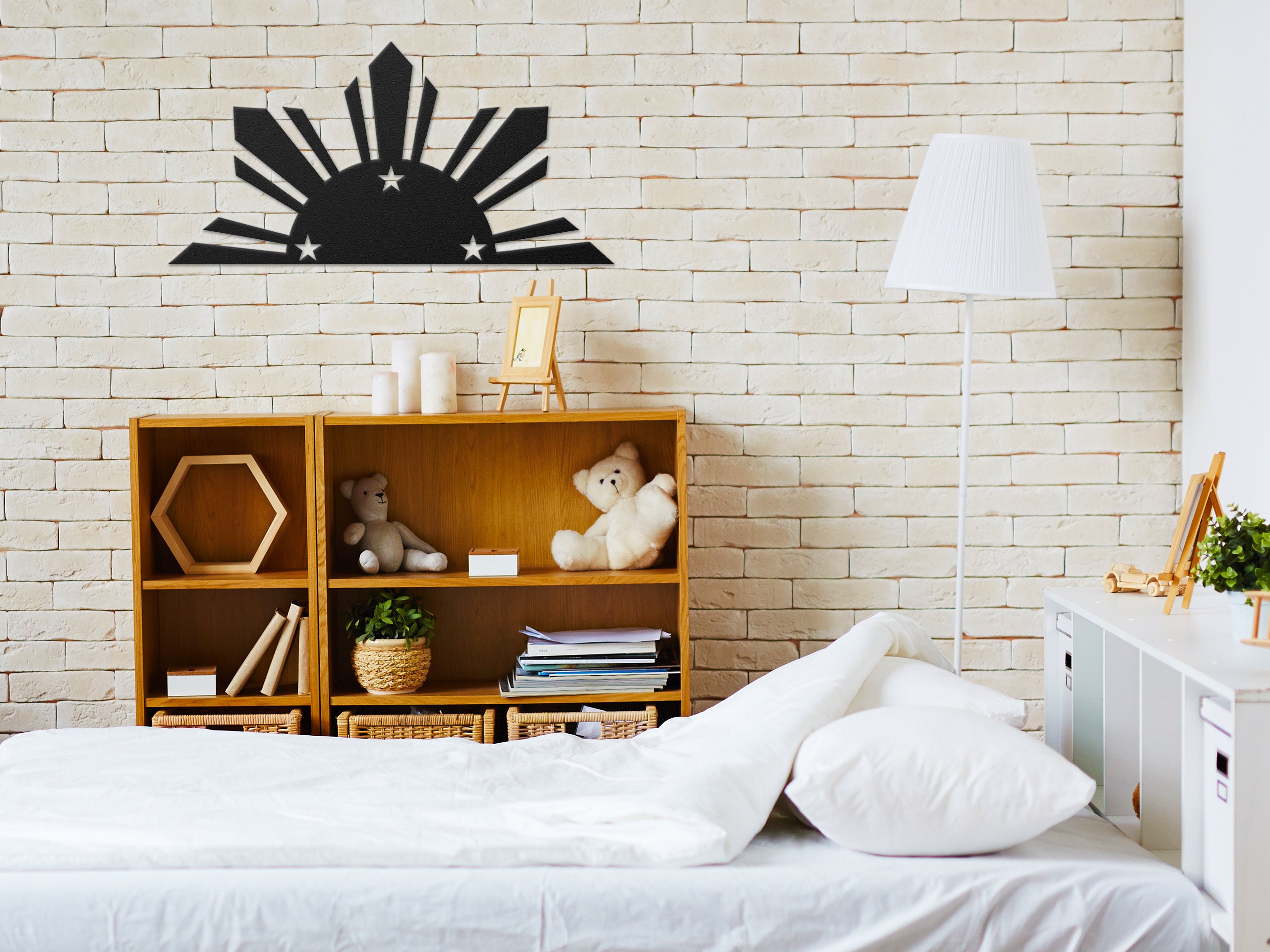 Sun With Three Stars Wall Art, Philippine Flag Metal Sign, Filipino ...