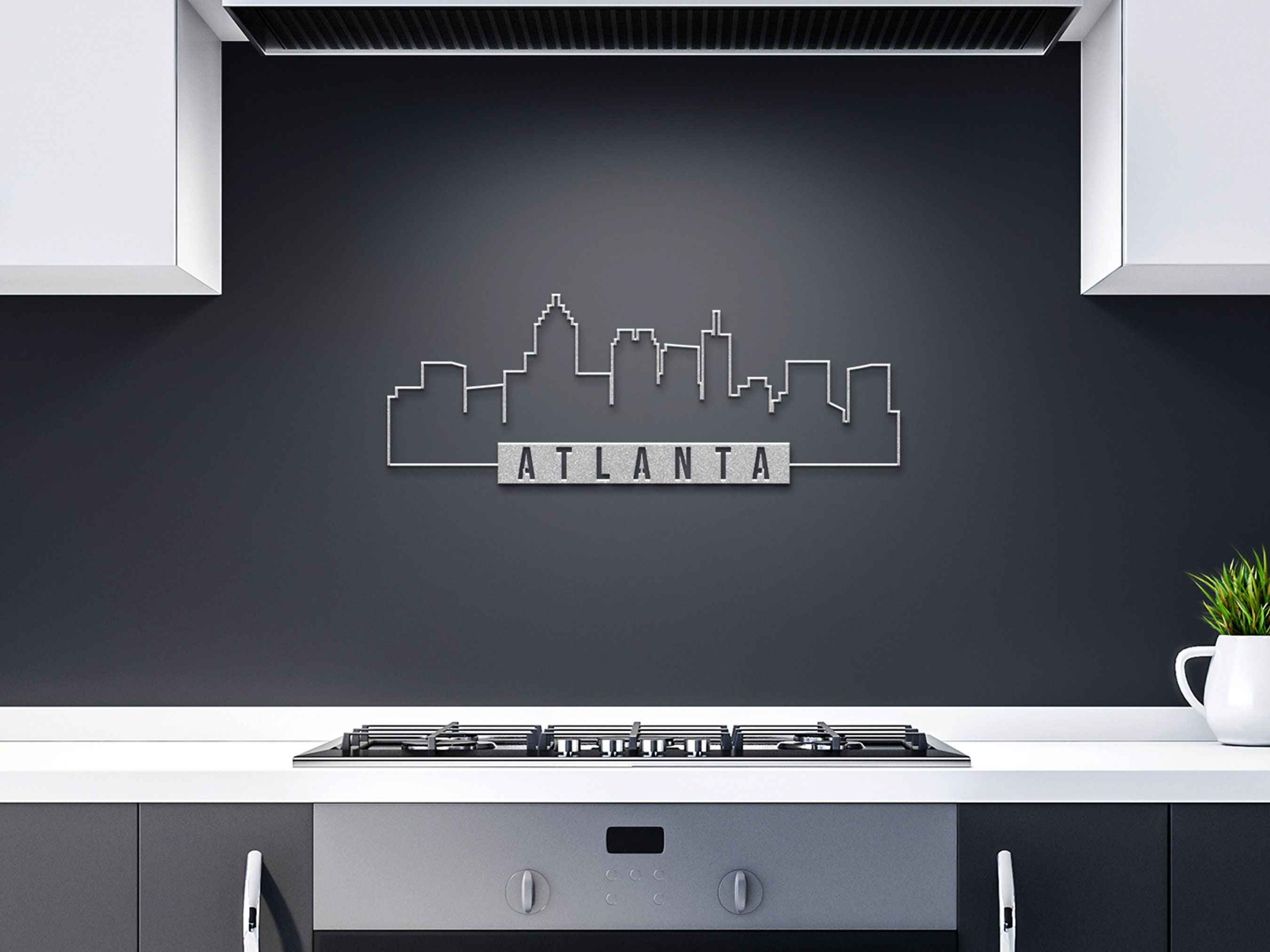 Atlanta Skyline Wall Art, Personalized Metal Sign, Cityscape Metal Art ...