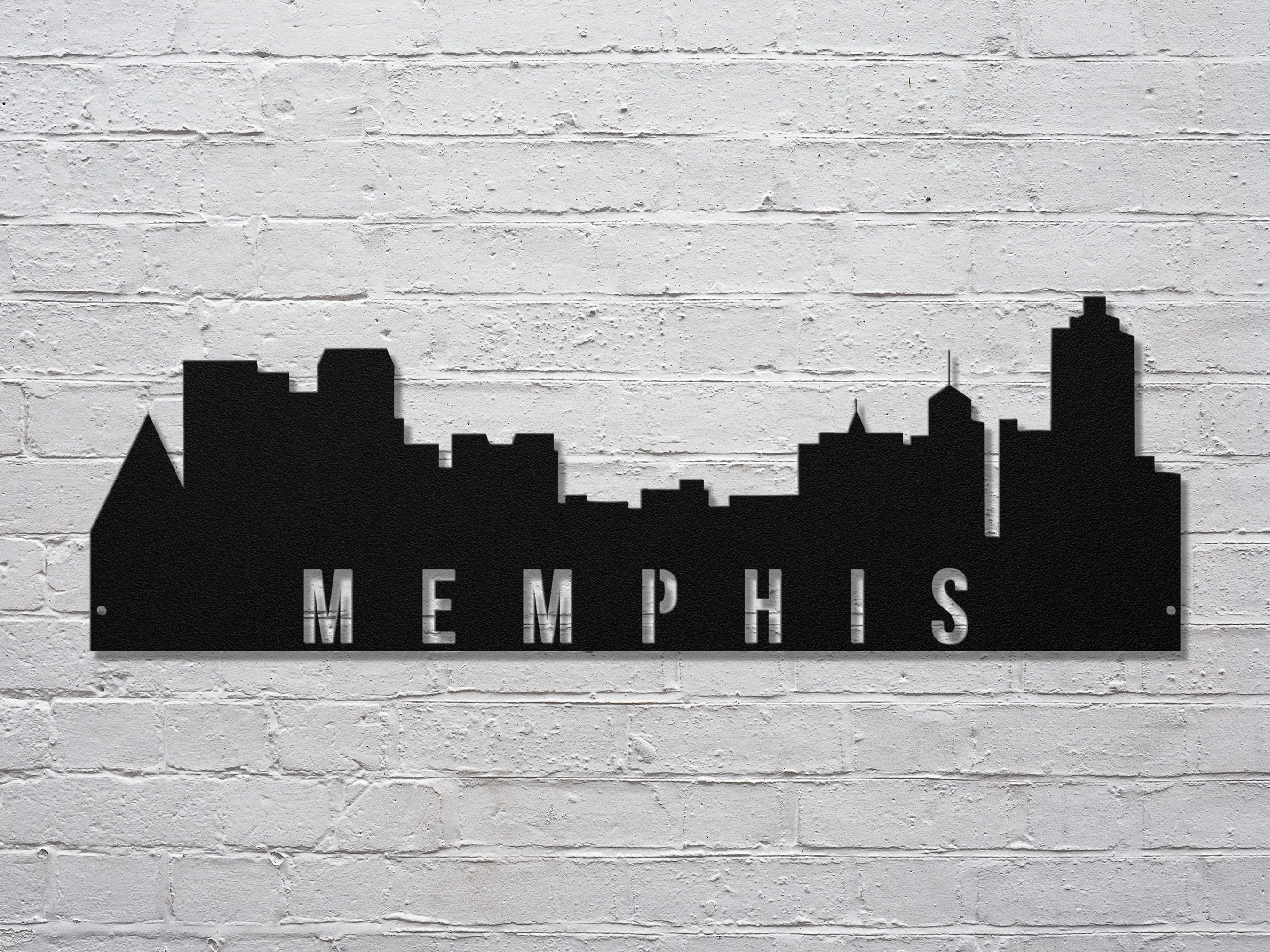 Memphis Metal Wall Art, Cityscape Metal Sign, Custom Office Metal Art ...