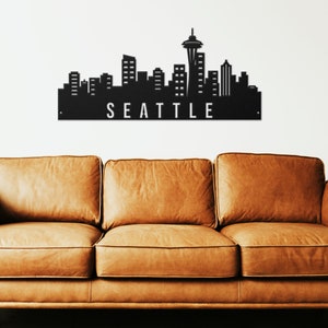 Seattle City Skyline, Personalized Metal Sign, Cityscape Wall Art, Any ...
