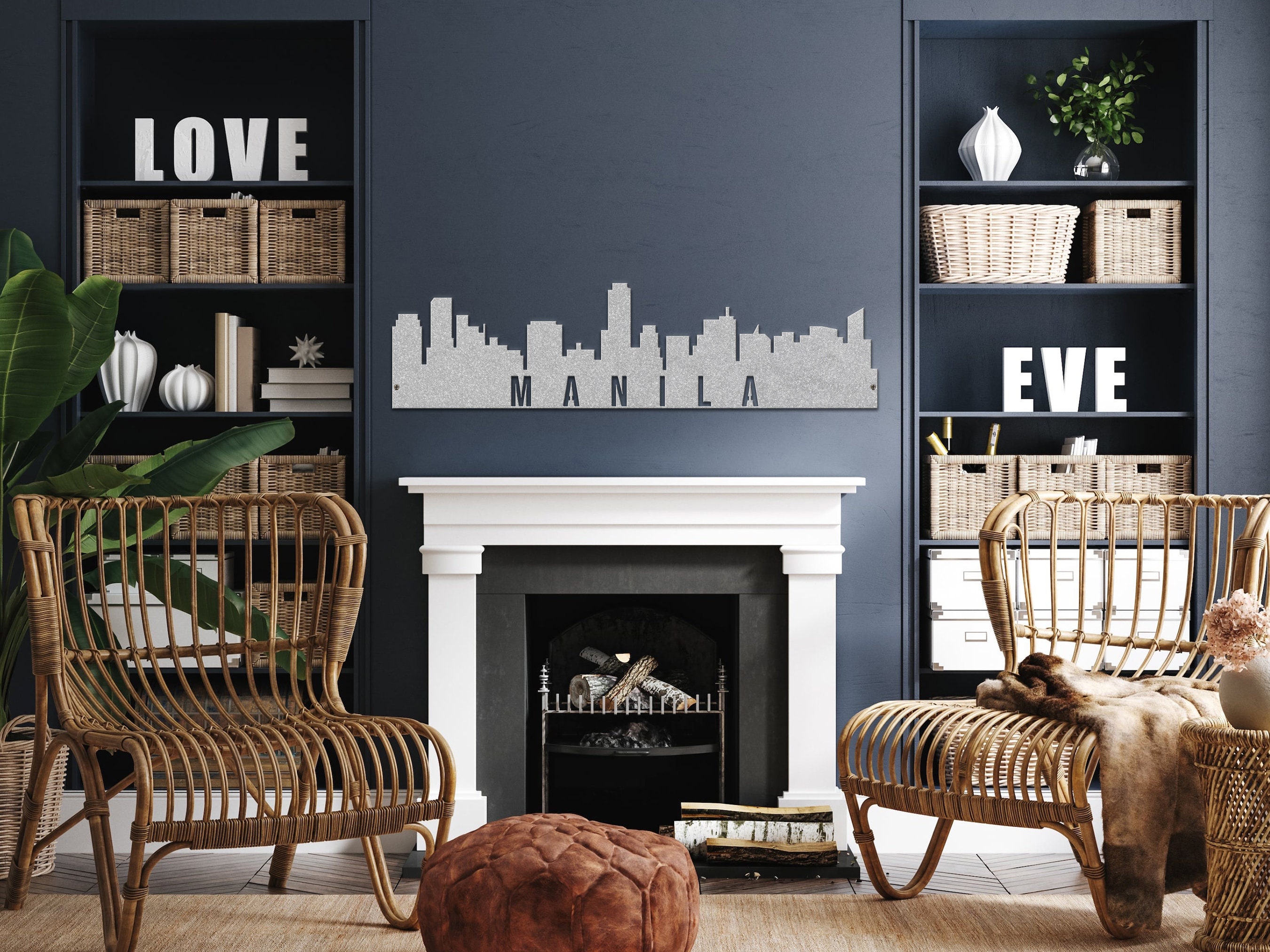 Manila Skyline Metal Wall Art, Philippines Home Decor, Pinoy Wall Sign ...