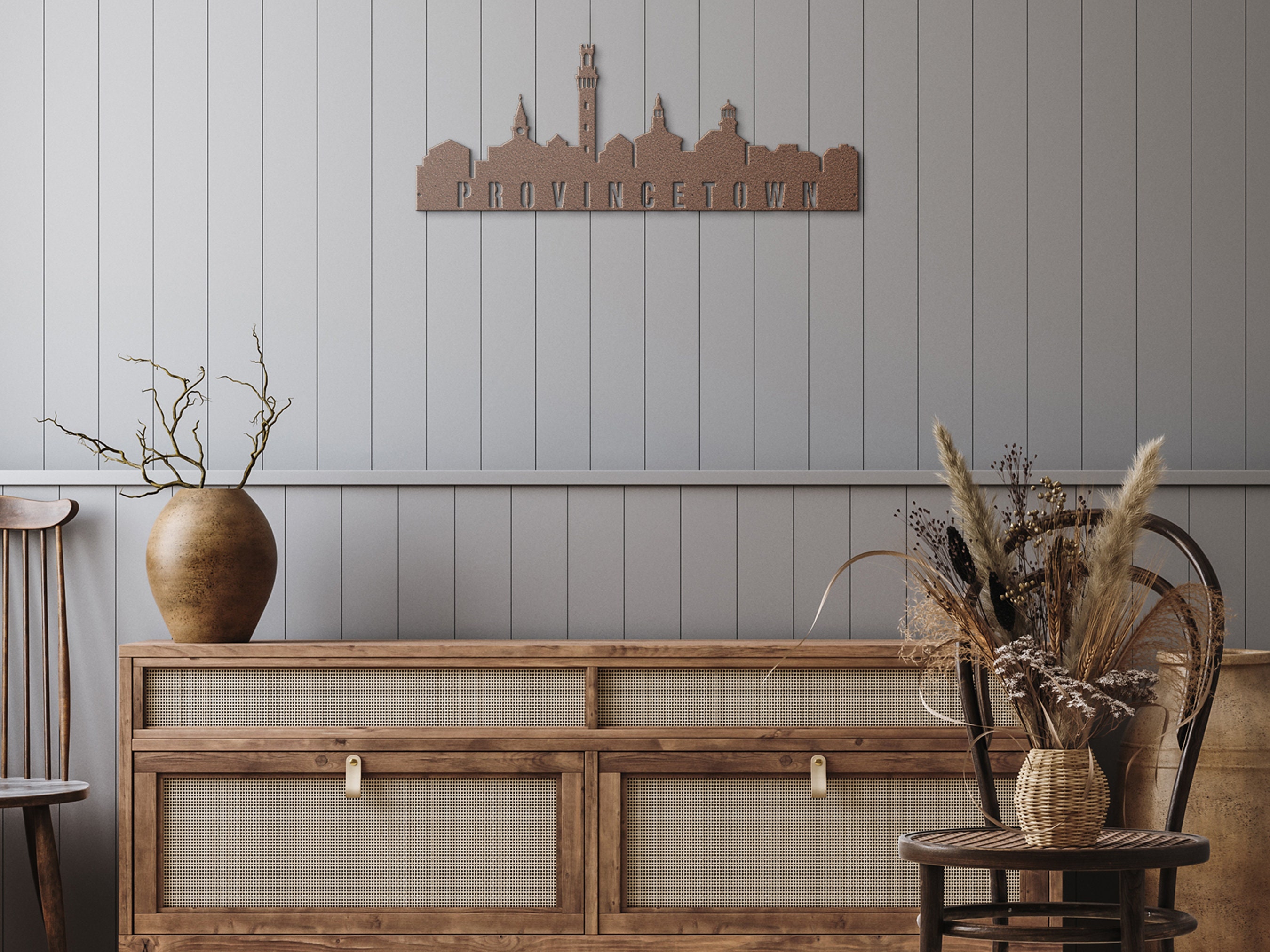 Provincetown Skyline Metal Art P-town City Personalized Metal Sign ...