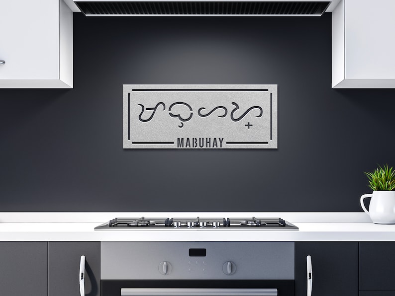 Baybayin Mabuhay Wall Art, Filipino Art, Philippines Gift, Metal Wall ...