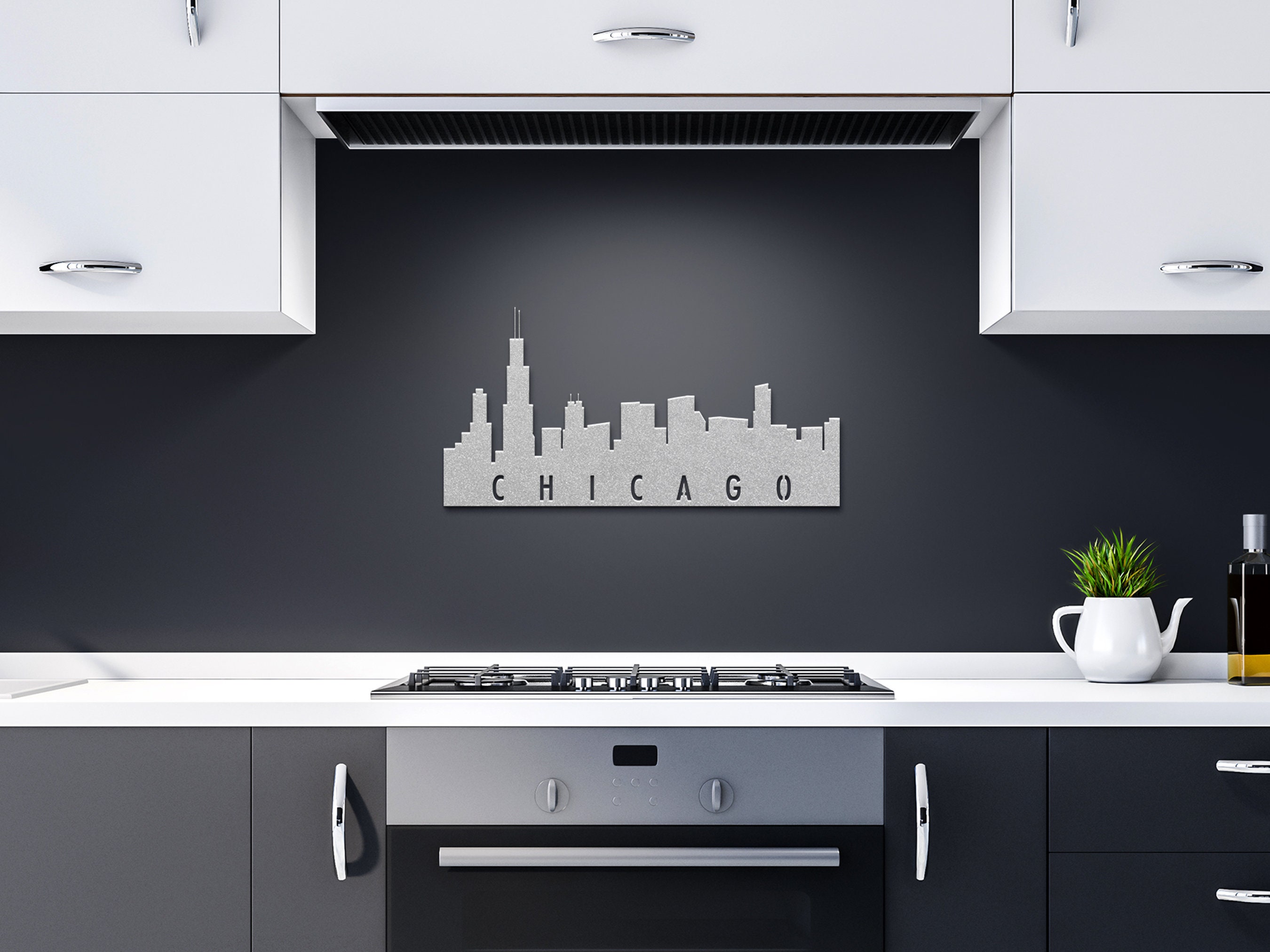 Chicago Skyline Metal Art, City Skyline Wall Decor, City Silhouette ...