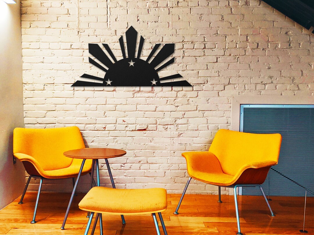 Sun With Three Stars Wall Art, Philippine Flag Metal Sign, Filipino ...