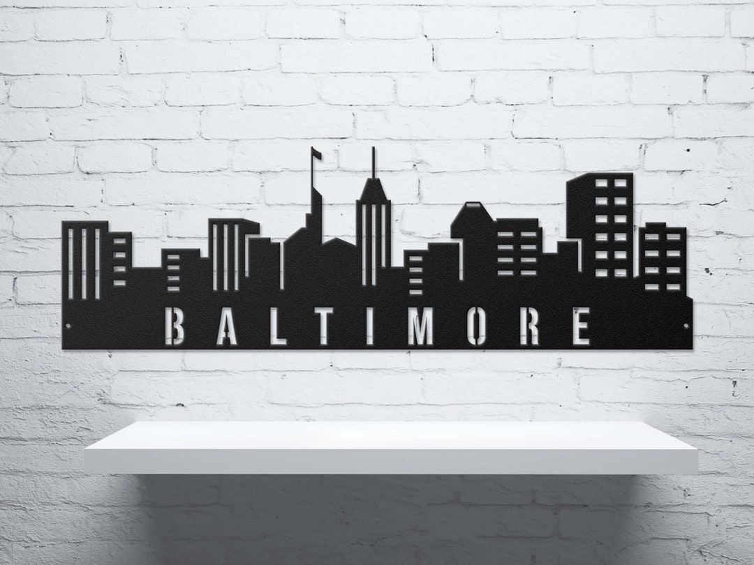 Baltimore Skyline Metal Sign, Personalized Name Wall Art, Large Home ...