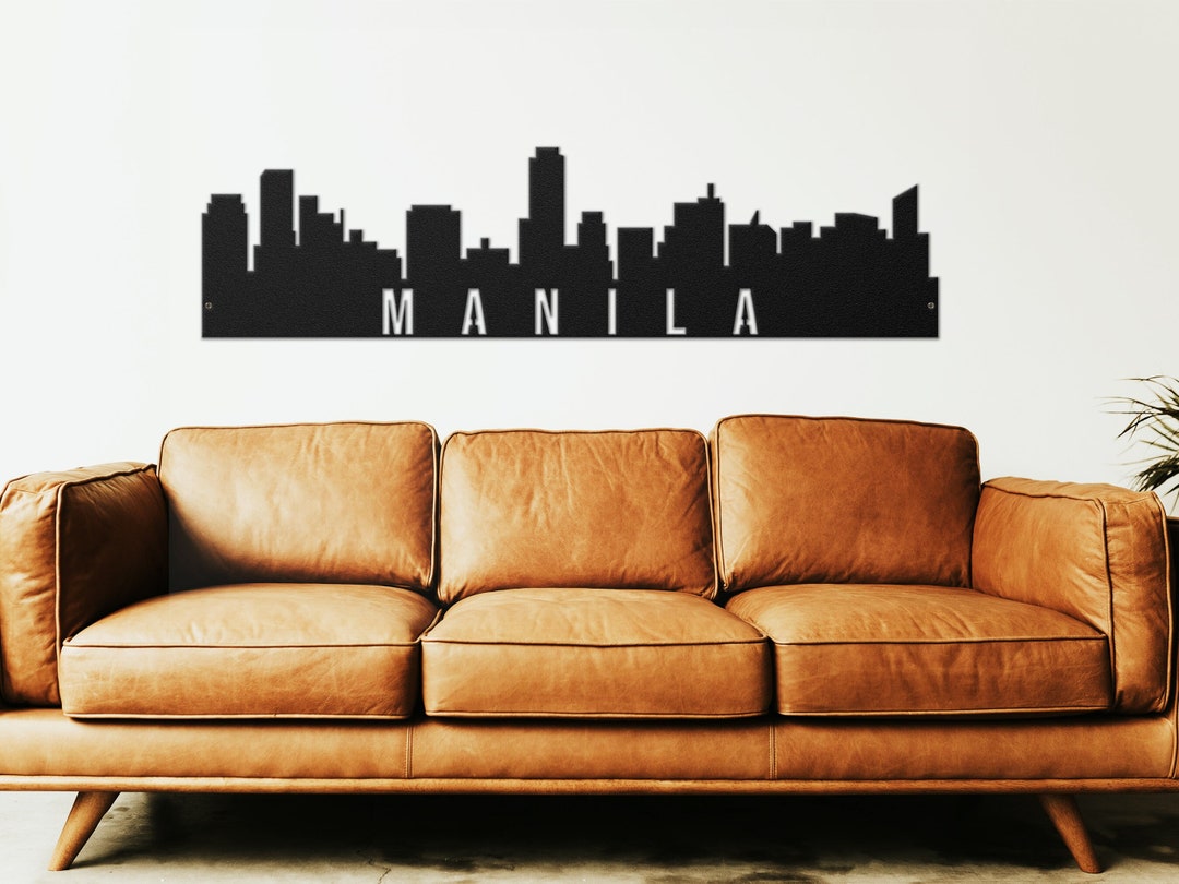 Manila Skyline Metal Wall Art, Philippines Home Decor, Pinoy Wall Sign ...
