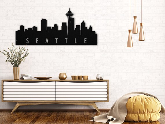 Seattle Skyline Metal Art City Metal Sign Cityscape Wall - Etsy