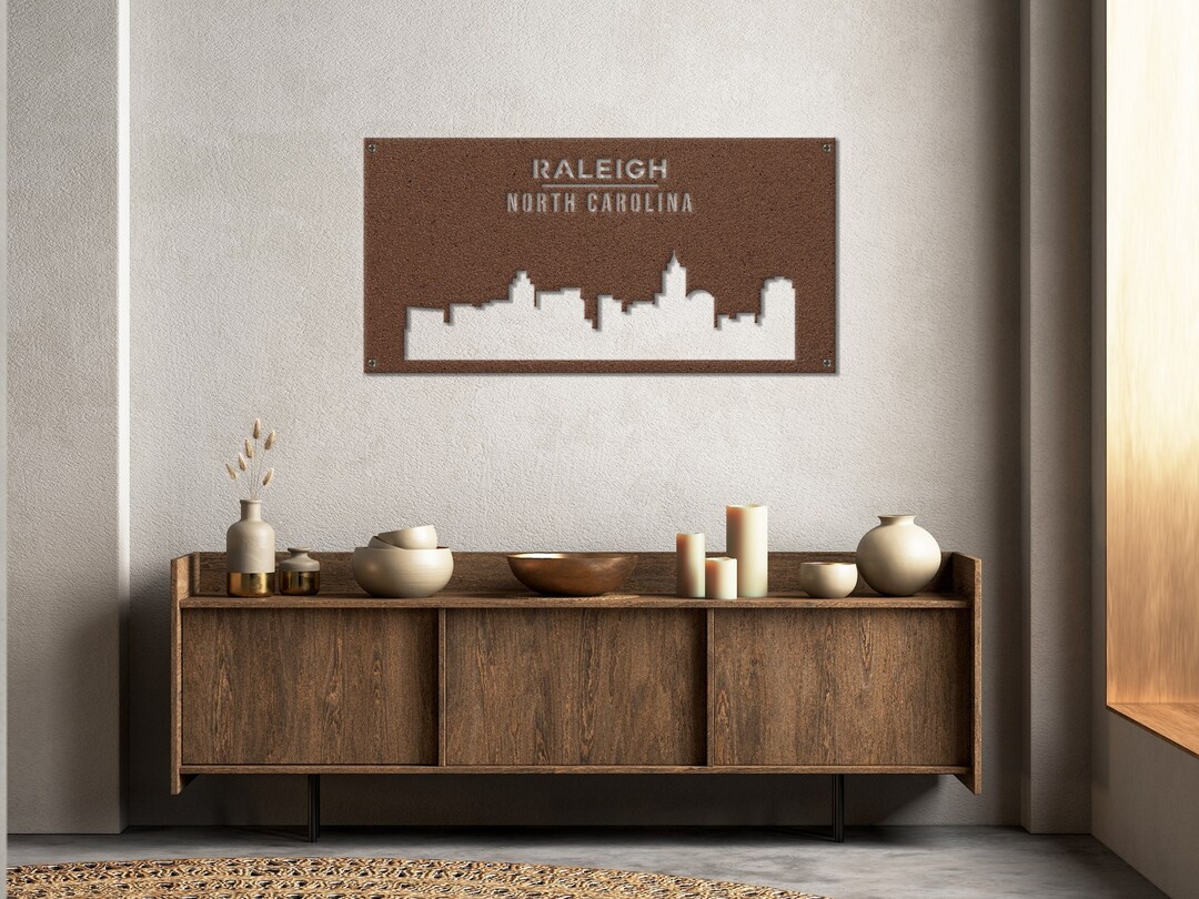 Raleigh City Skyline Metal Wall Art, Urban Downtown Skyline Art ...