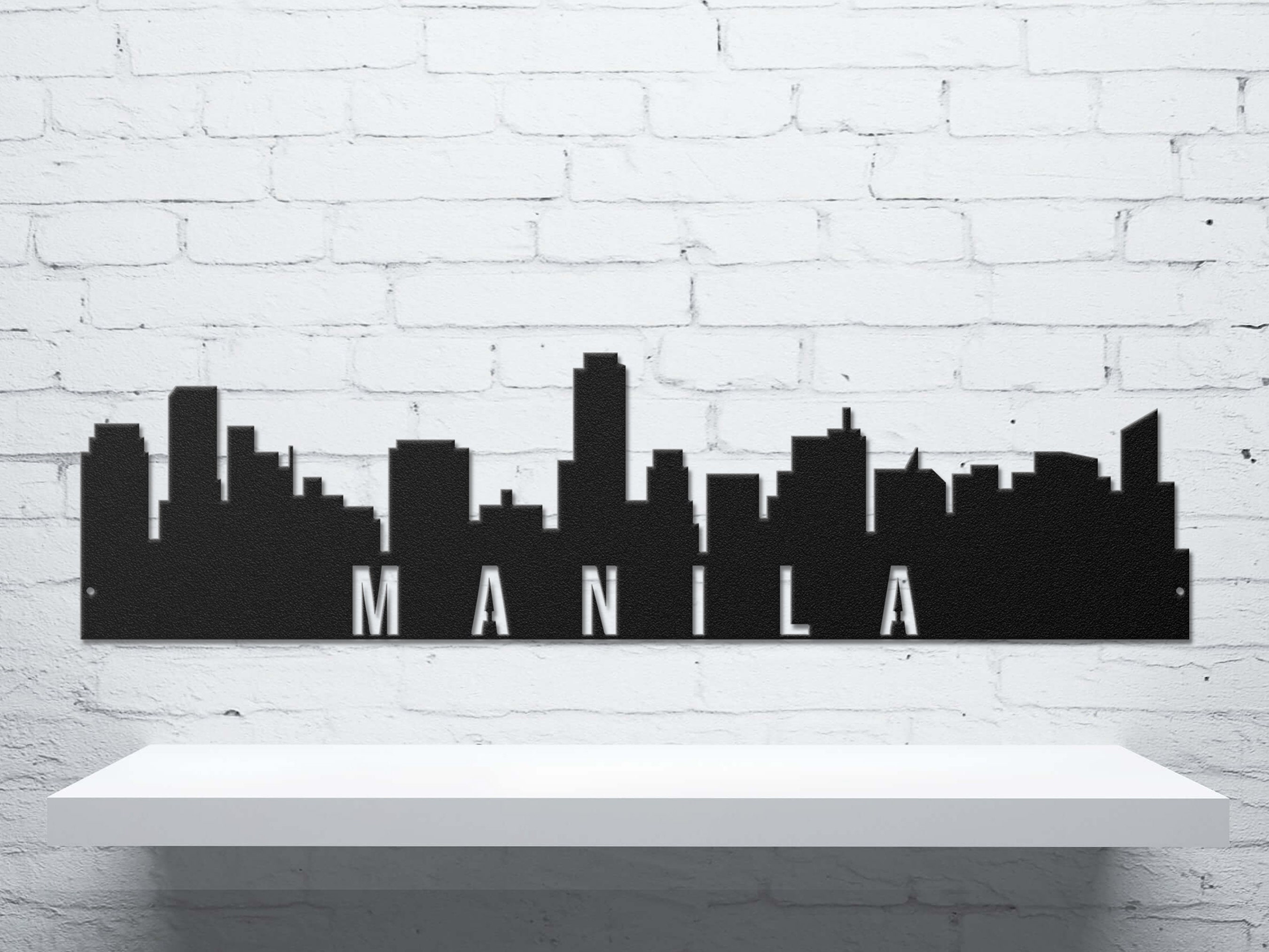 Manila Skyline Metal Wall Art, Philippines Home Decor, Pinoy Wall Sign ...