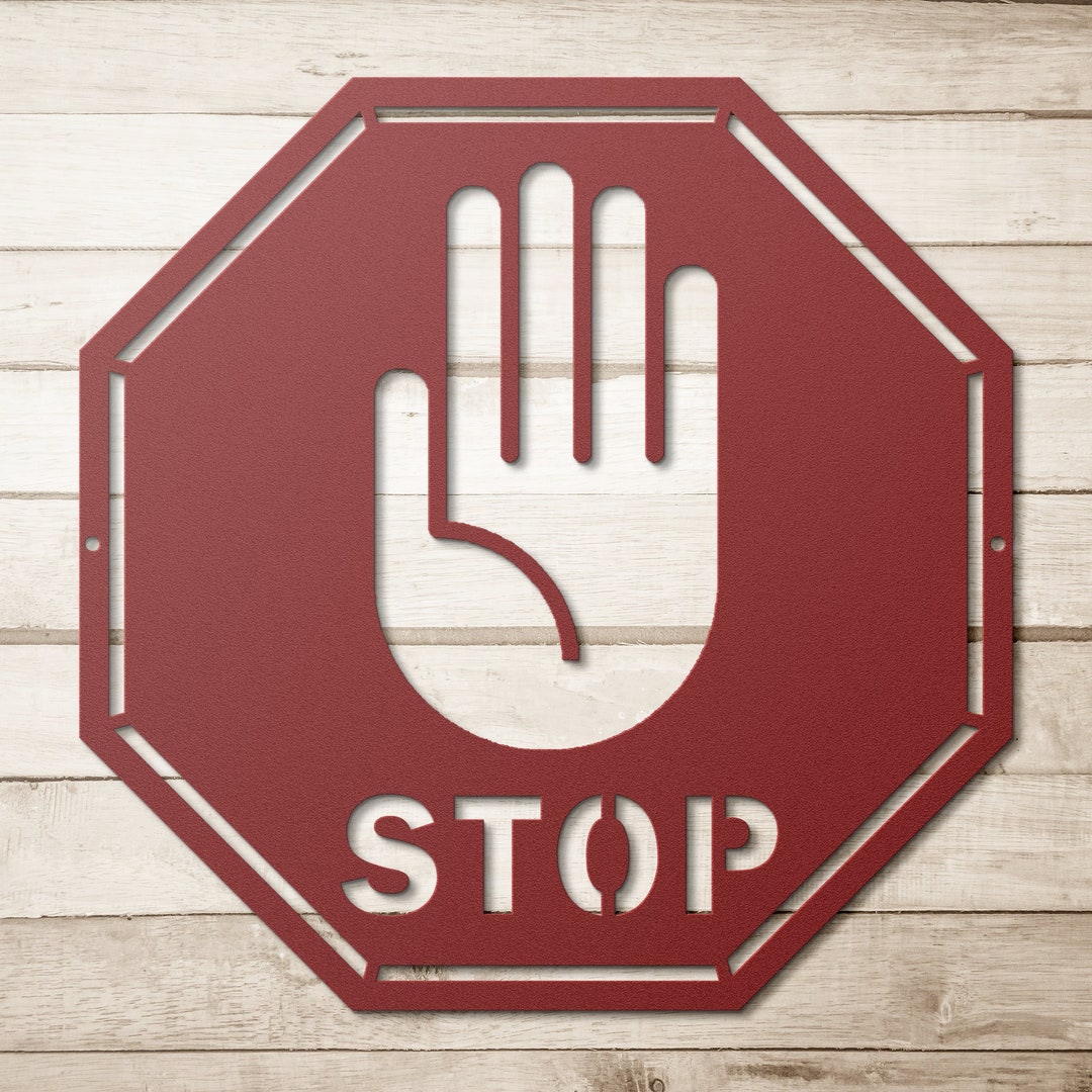 STOP Metal Sign, Garage Wall Sign, Traffic Sign Stop, Hand Stop Wall ...