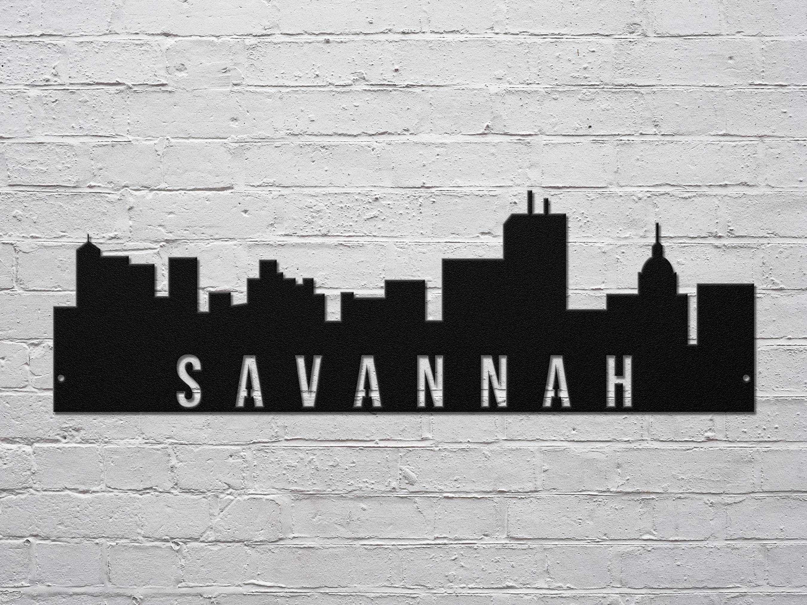 Savannah Skyline Wall Art, Metal Sign, Cityscape Art, Laser Technology ...