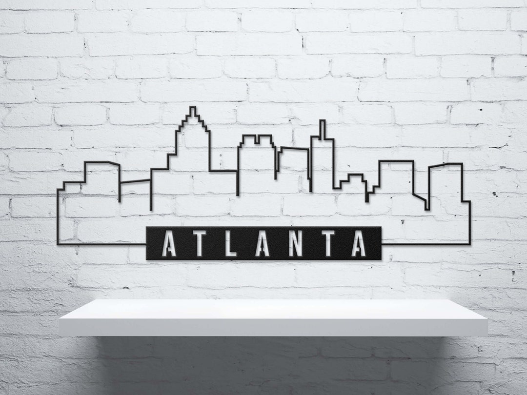 Atlanta Skyline Wall Art, Personalized Metal Sign, Cityscape Metal Art ...