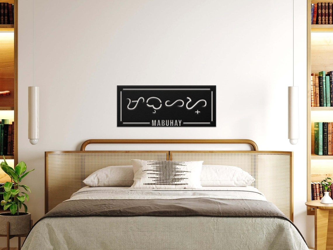 Baybayin Mabuhay Wall Art, Filipino Art, Philippines Gift, Metal Wall ...