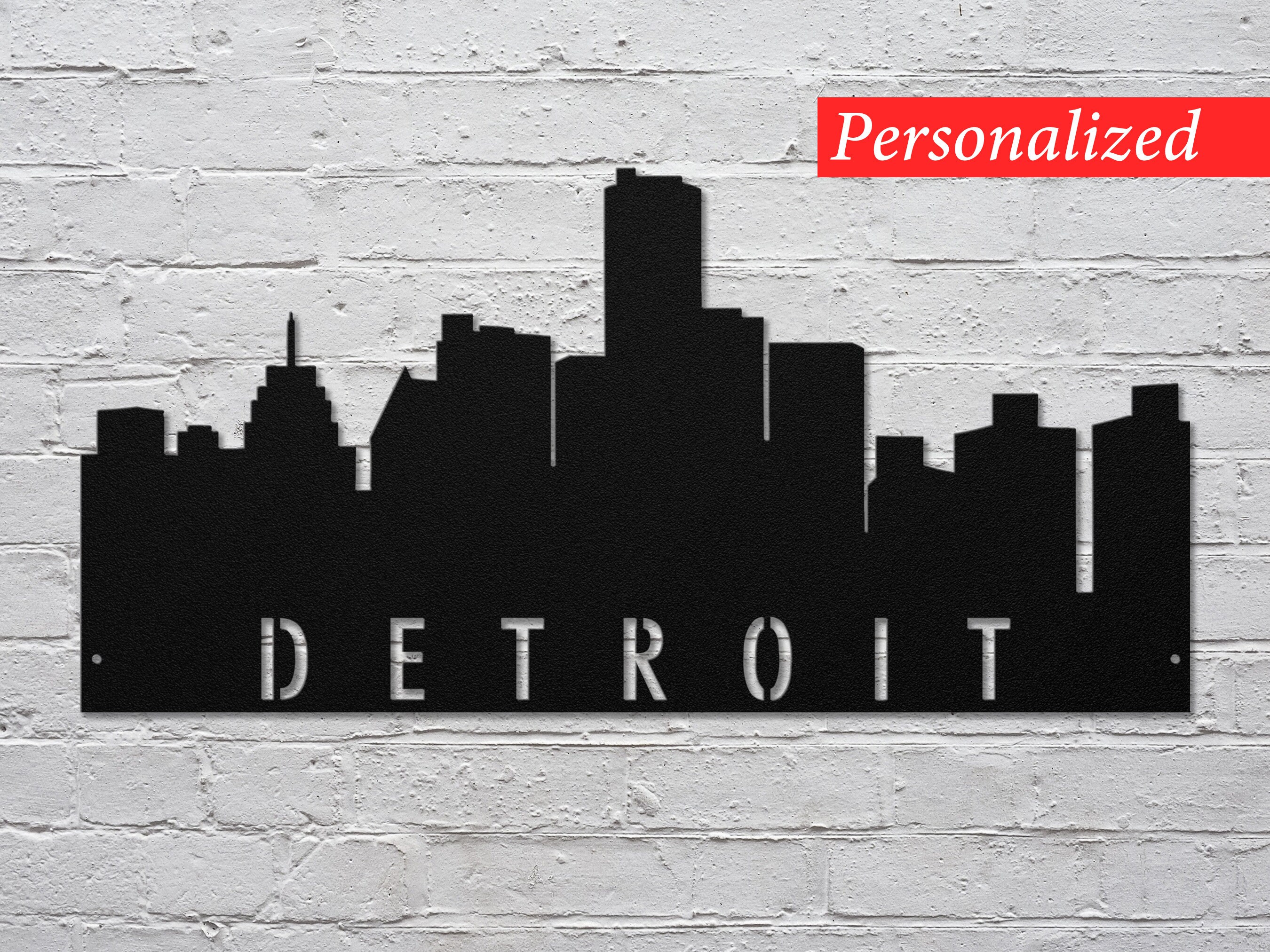 Detroit Metal Art, City Metal Sign, Custom Metal Art, Personalized Name ...