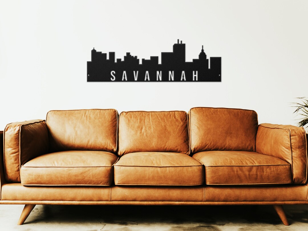 Savannah Skyline Wall Art, Metal Sign, Cityscape Art, Laser Technology ...