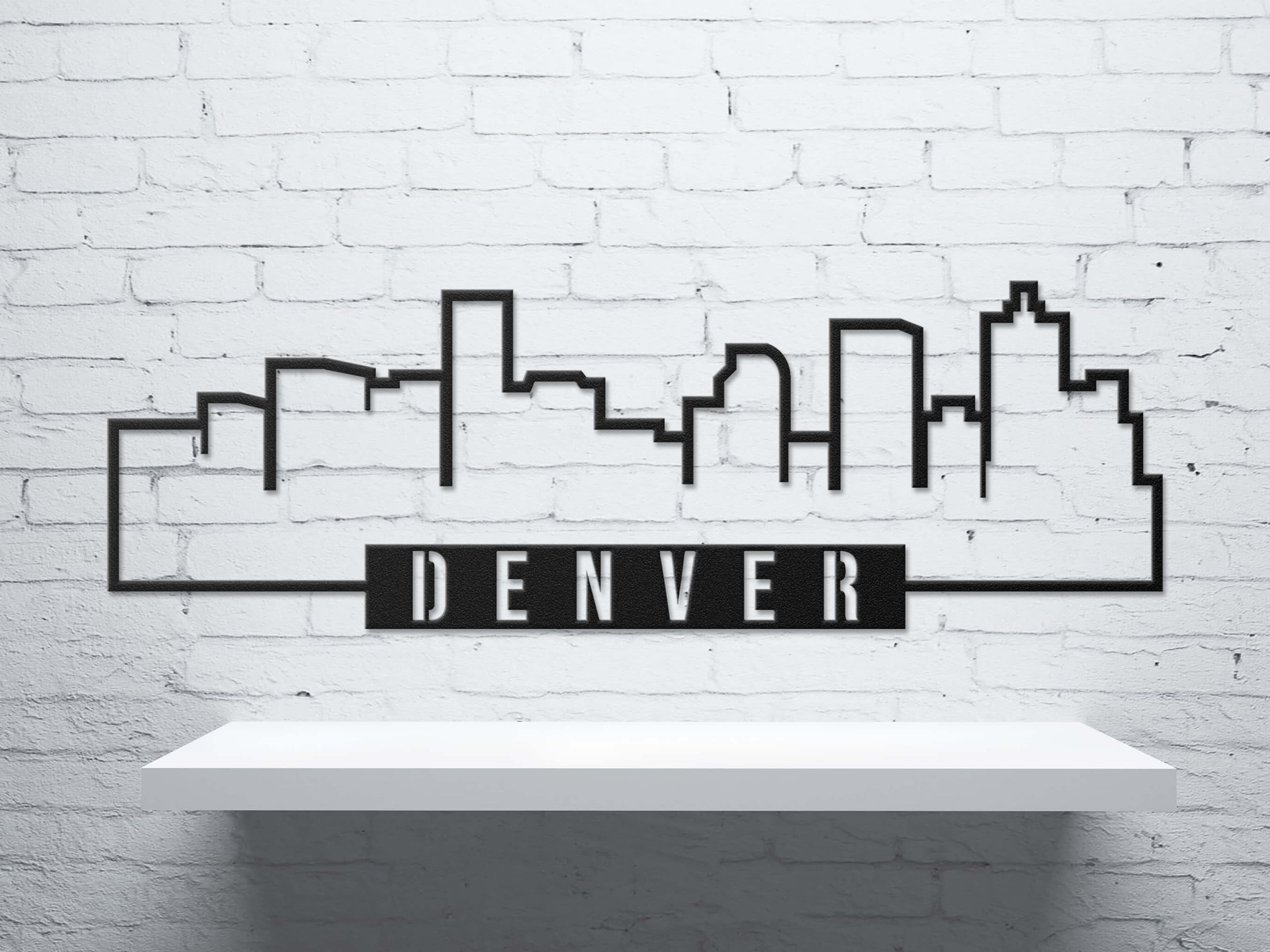 Denver Skyline Wall Art, Personalized Metal Sign, Cityscape Metal Art ...