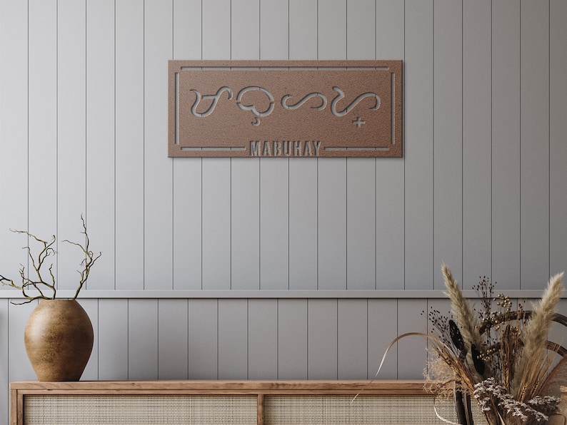 Baybayin Mabuhay Wall Art, Filipino Art, Philippines Gift, Metal Wall ...