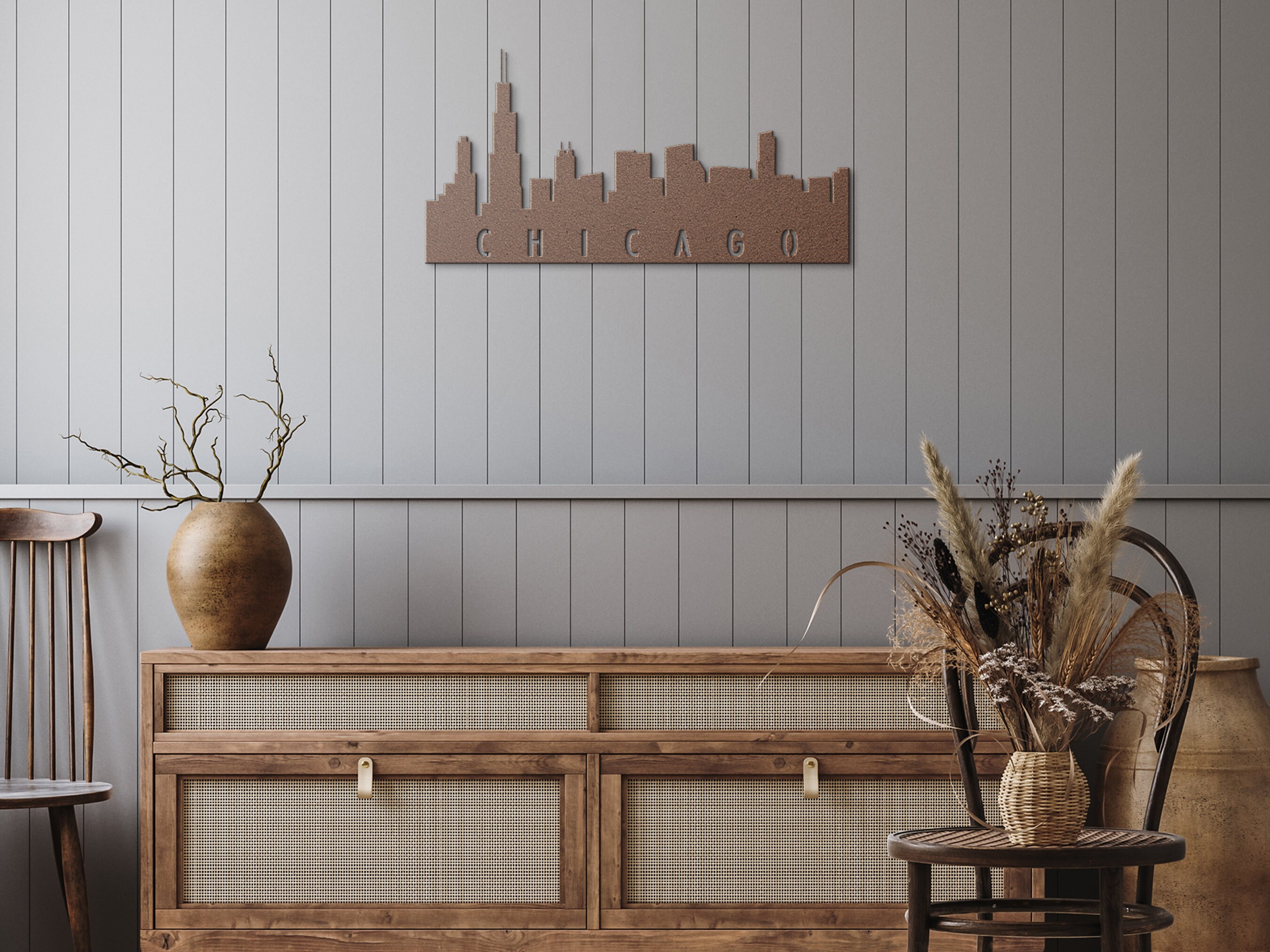 Chicago Skyline Metal Art, City Skyline Wall Decor, City Silhouette ...